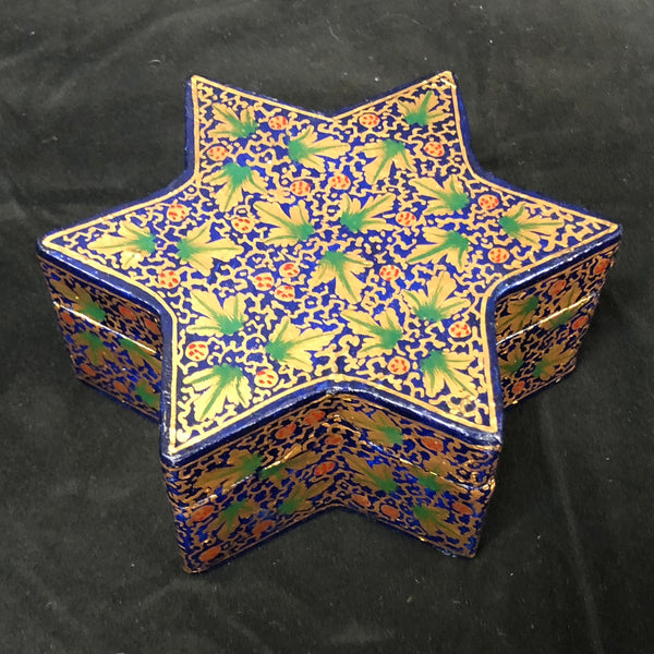 Blue, Green, and Gold Hand-Painted Star-Shaped Lacquer Box – Michelle ...